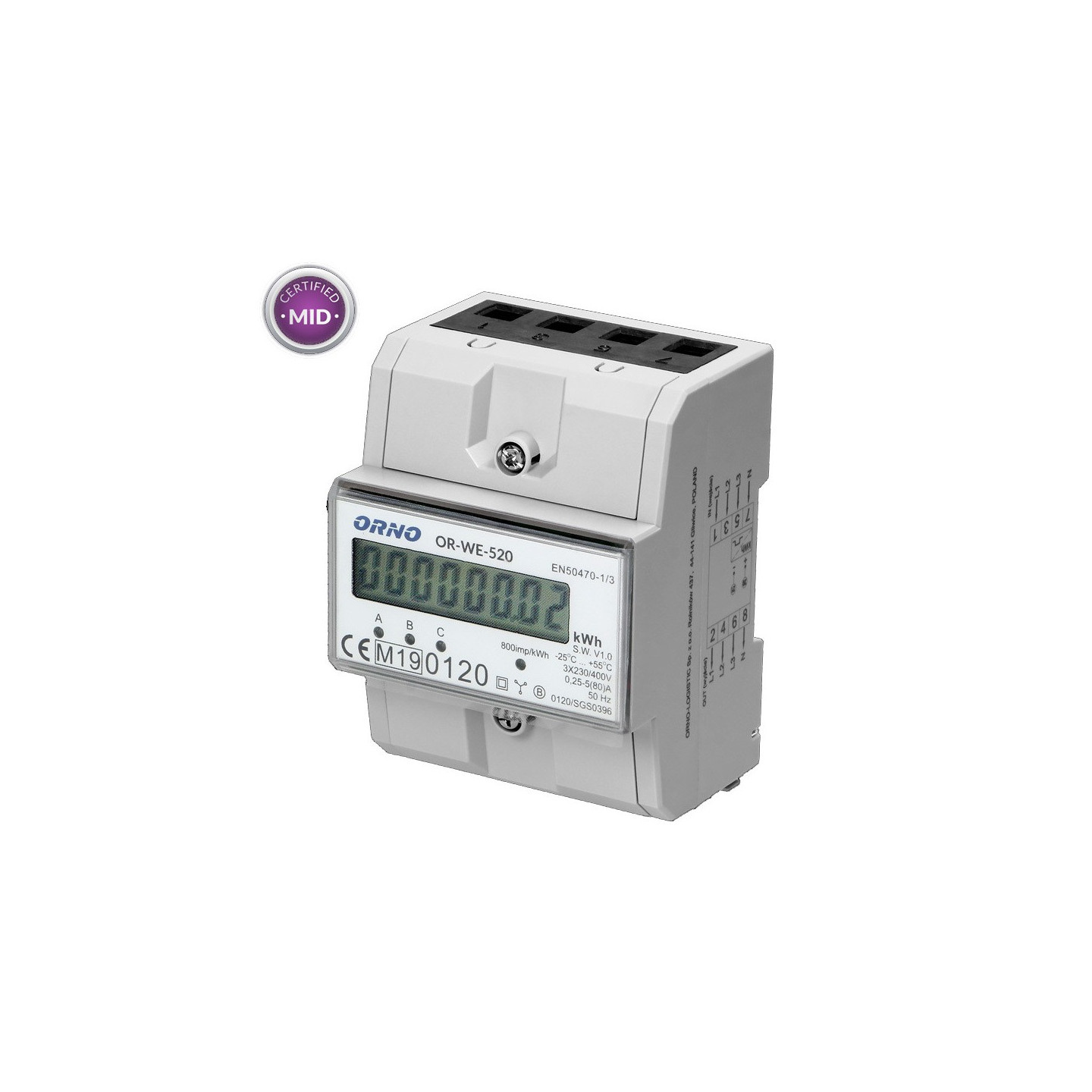 EM-3 elektromer digit. 3 fáz 3x5/80A/ Viron